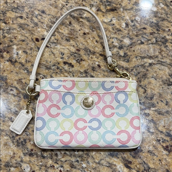 Coach | Bags | Coach Multicolor Signature Wristlet | Poshmark